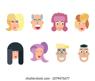 Flat Vector Characters Vector Avatars Eyes Stock Vector (Royalty Free ...