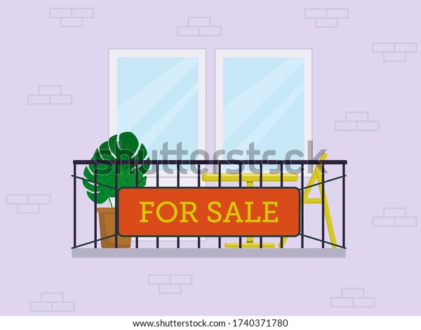 Flat Vector Illustration Balcony Sign Sale Stock Vector (Royalty Free ...