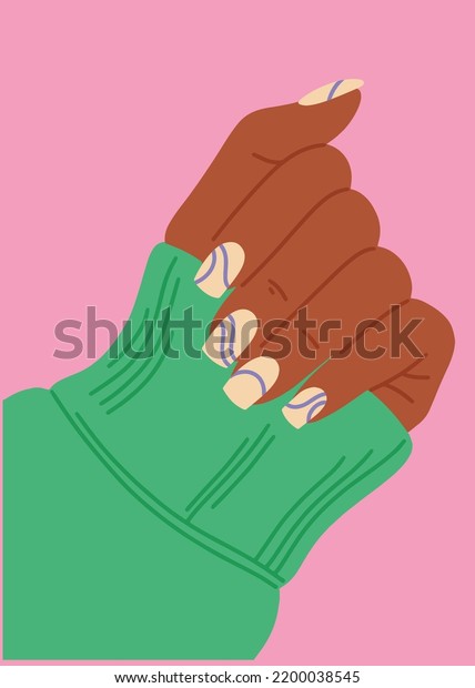 Flat Vector Illustration Female Darkskinned Hand Stock Vector (Royalty ...