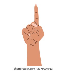 Flat Vector Illustration Hand Raised Index Stock Vector (Royalty Free ...