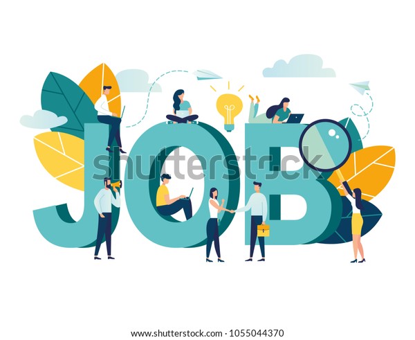 Flat Vector Illustration Job Search Recruitment Stock Vector (Royalty ...