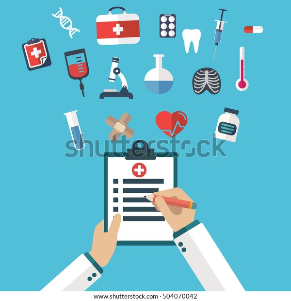Flat Vector Illustration Medical Help First Stock Vector (Royalty Free ...