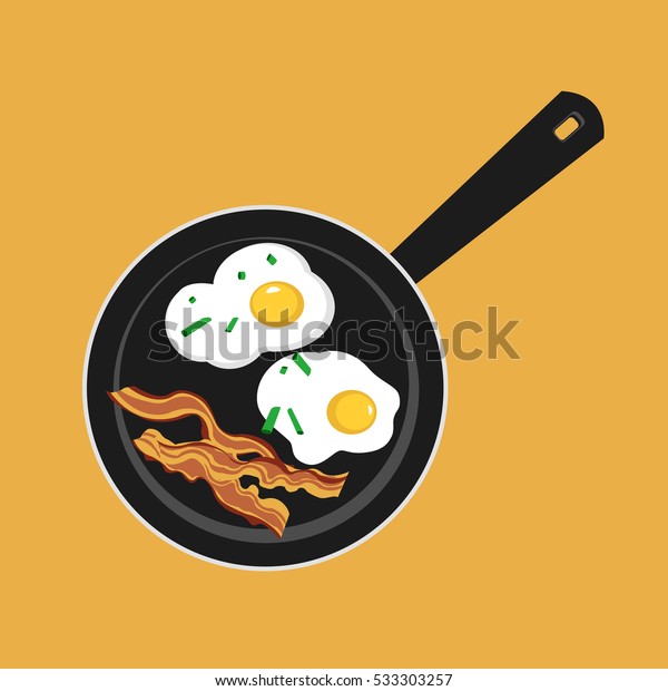 Flat Vector Illustration Pan Sunny Side Stock Vector (Royalty Free ...
