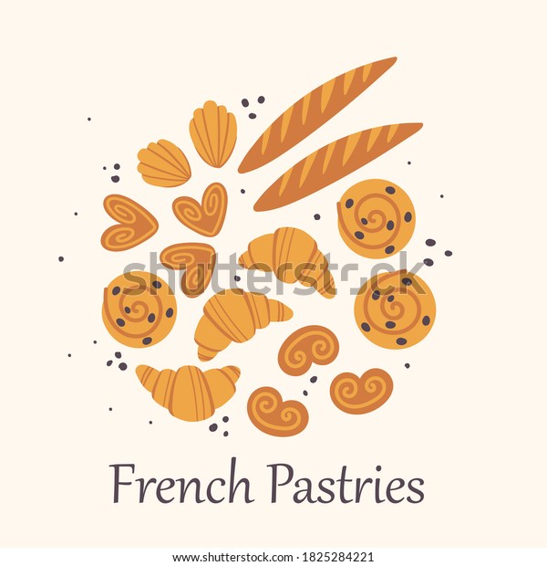 Flat Vector Illustration Traditional Symbols France Stock Vector ...