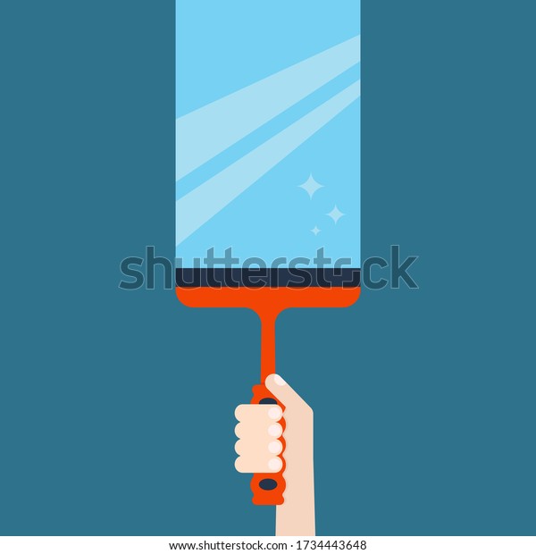 Flat Vector Illustration Window Cleaning Background Stock Vector ...