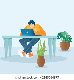 Flat Vector Illustration Work Home Theme Stock Vector (Royalty Free ...
