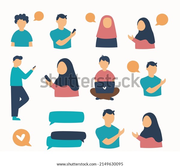 Flat Vector People Chat People Chat Stock Vector (Royalty Free ...