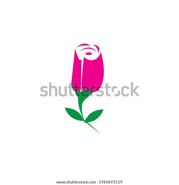 Flat Vector Rose Clipart Logo Stock Vector (Royalty Free) 1960693159 ...