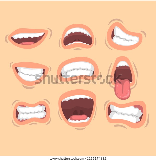 Flat Vector Set Male Mouths Different Stock Vector (Royalty Free ...