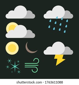 Flat Vector Weather Icon Set Stock Vector (Royalty Free) 1763611088 ...