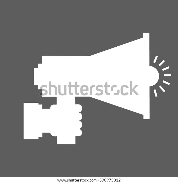 Flat White Silhouette Hand Holding Shouting Stock Vector (Royalty Free ...