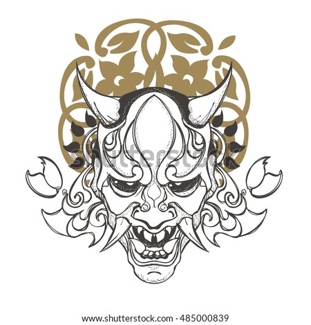 Japanese Demon Mask Drawing | Free download on ClipArtMag