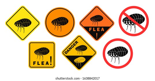 Flea Danger Sign Isolated Flea On Stock Vector (Royalty Free ...
