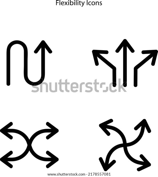 Flexibility Icons Isolated On White Background: เวกเตอร์สต็อก (ปลอดค่า ...