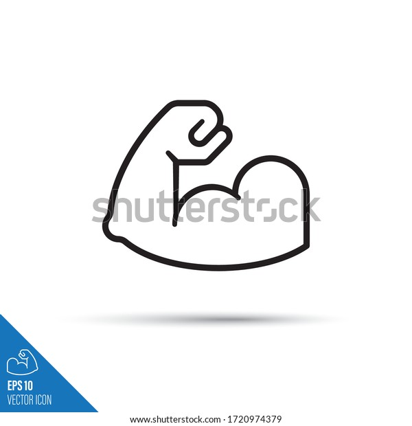 Flexing Arm Muscles Vetor Line Icon Stock Vector (Royalty Free ...