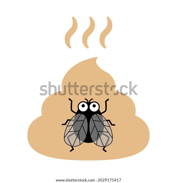 Flies Poop Cartoon Style Vector Illustration Stock Vector (Royalty Free ...