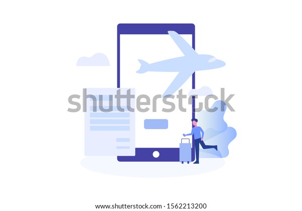 Flight Booking Illustration Concept Web Landing Stock Vector (Royalty ...