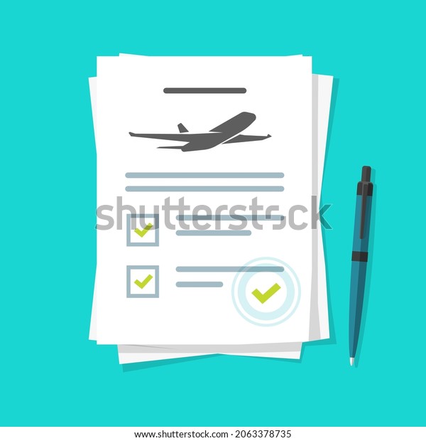 Flight Insurance Checklist Paper Form Document Stock Vector (Royalty ...