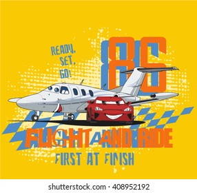 Flight Ride Vector Car Plane Illustration Stock Vector (Royalty Free ...