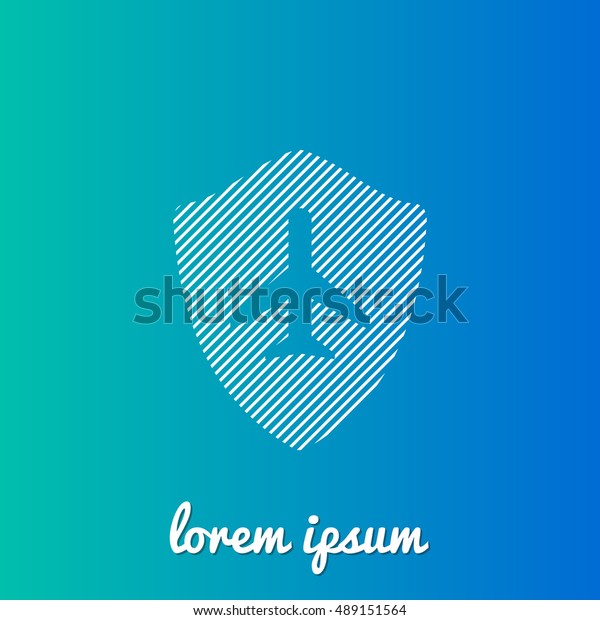 Flight Shield White Stroke Fill Blue Stock Vector (Royalty Free) 489151564