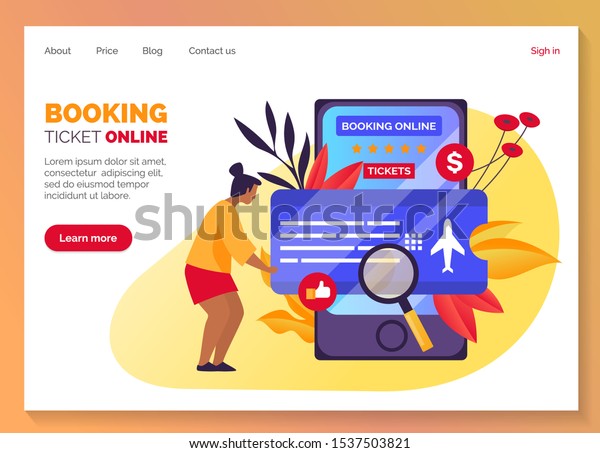 Flight Tickets Booking Web Banner Airline Stock Vector (Royalty Free ...