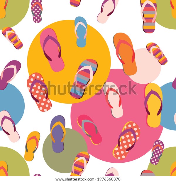 Flip Flop Color Summer Pattern Seamless Stock Vector (Royalty Free ...