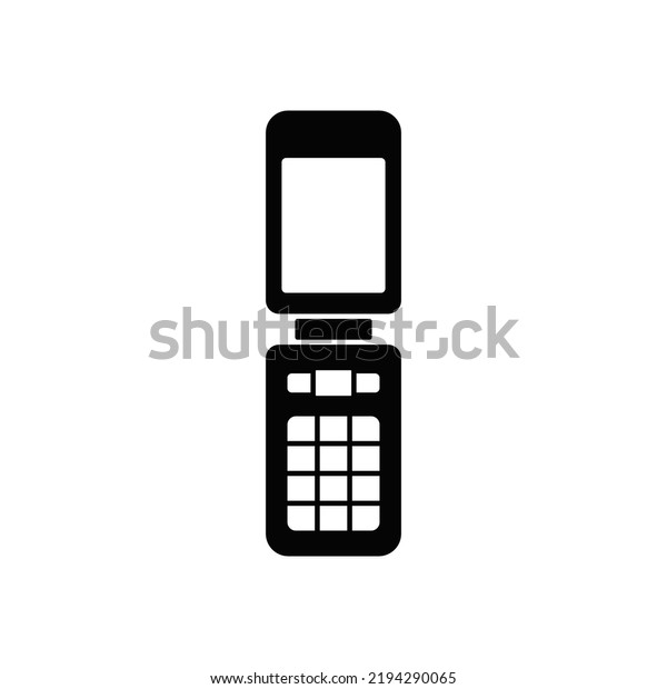 Flip Mobile Phone Icon Black Flat Stock Vector (Royalty Free ...