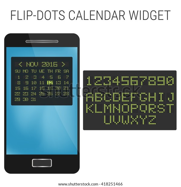 Flipdots Calendar Widget Design Stock Vector (Royalty Free) 418251466 | Shutterstock