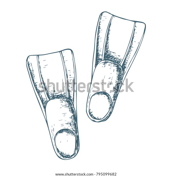 Flippers On White Background Cartoon Illustration Stock Vector (Royalty ...