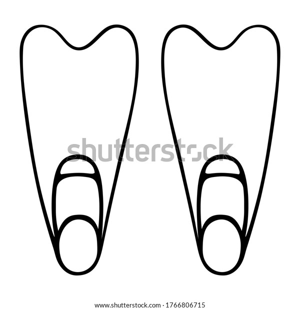 Flippers Vector Illustration Outline On Isolated Stock Vector (Royalty ...