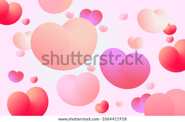 Floating 3d Hearts Many Ping Red Stock Vector (Royalty Free) 1064411918 ...