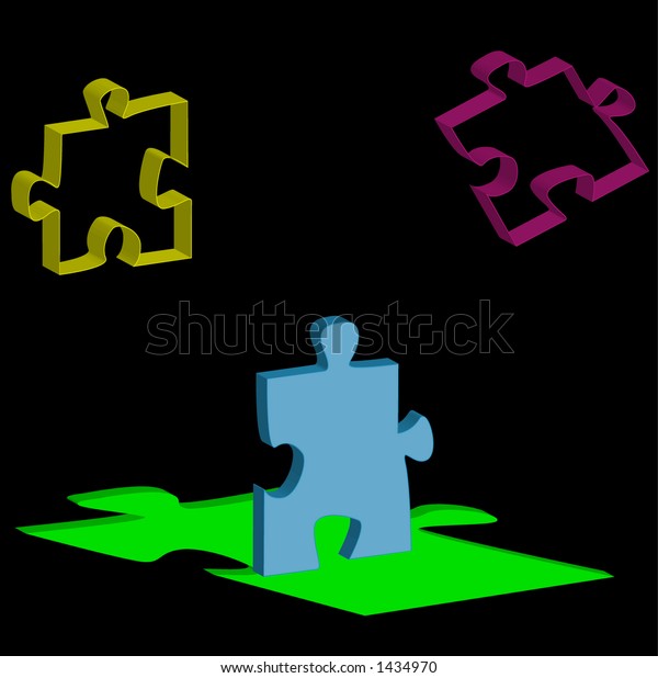 Floating 3d Puzzle Pieces Falling Into Stock Vector (Royalty Free ...