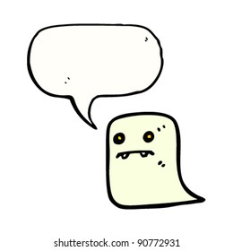 Floating Cartoon Ghost Speech Bubble Stock Vector (Royalty Free ...