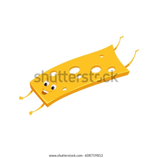 Floating Cheese Cute Funny Character Happy Stock Vector (Royalty Free ...