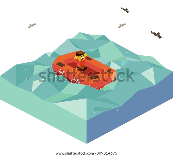 Floating Emergency Boat Isometric Art Stock Vector (Royalty Free ...