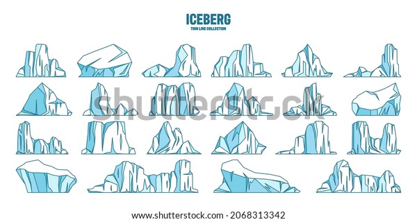 Floating Icebergs Sketch Collection Drifting Arctic Stock Vector ...