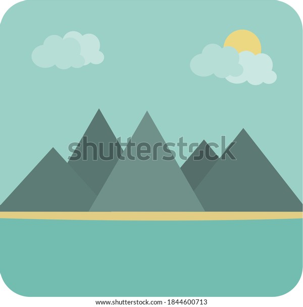 Floating Island Day Time Mountain Sea Stock Vector (Royalty Free ...