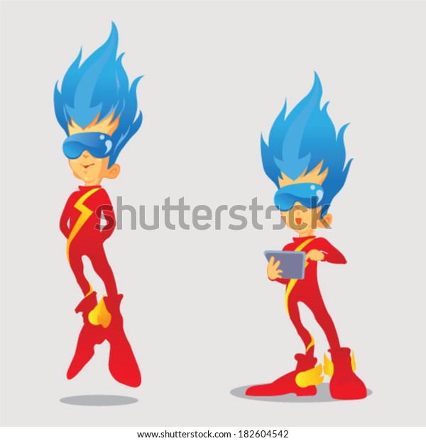Floating Mascot Holding Tablet Stock Vector (Royalty Free) 182604542 ...