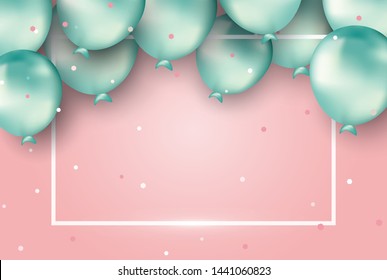 Floating Turquoise Balloons On Pink Background Stock Vector (Royalty ...