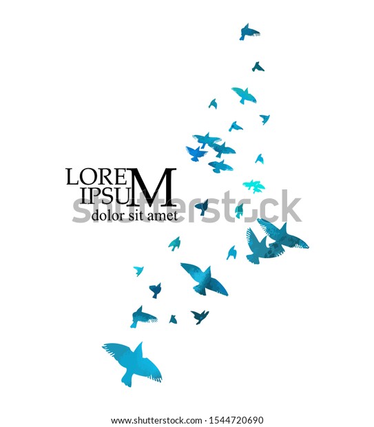 Vektor Stok Flock Flying Blue Birds Vector Illustration (Tanpa Royalti ...