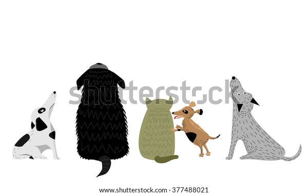 Flock Funny Cartoon Dogs Mongrels Vector Stock Vector (Royalty Free ...