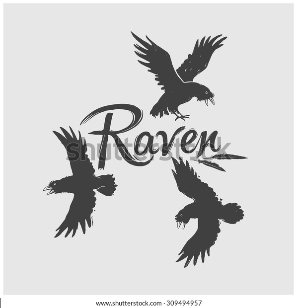 Flock Raven Flight Stock Vector (Royalty Free) 309494957 | Shutterstock