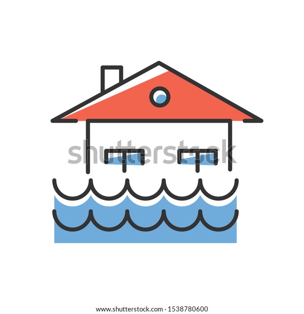 Flood Blue Color Icon Overflow Water Stock Vector (Royalty Free ...