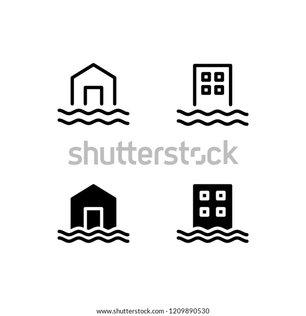 Flood Icon Logo Vector Symbol Disaster Stock Vector (Royalty Free ...