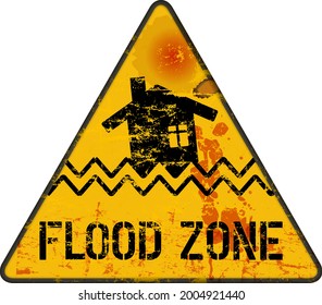 Flood Zone Warning Signclimate Change Inundation Stock Vector (Royalty ...