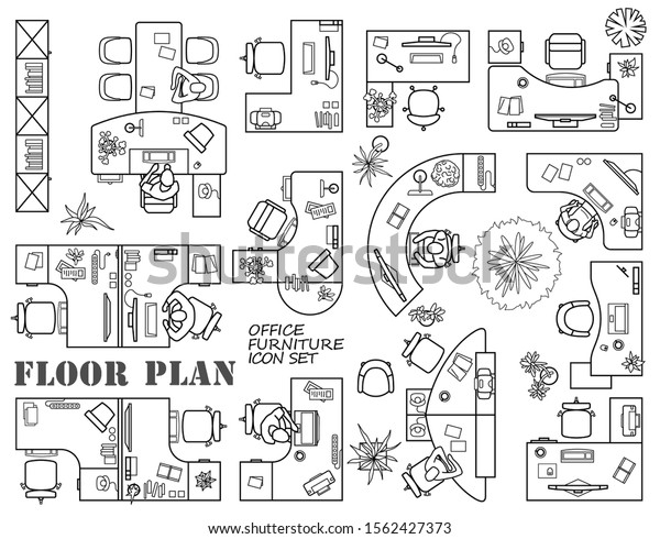 Floor Plan Office Cabinet Top View : image vectorielle de stock (libre ...