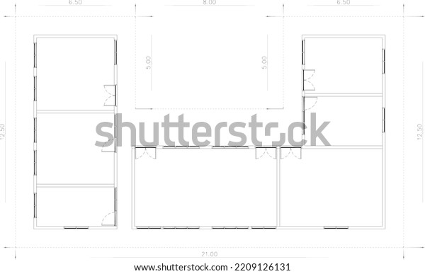 Floor Plan Sketch Building Dimensions Annotations Stock Vector (Royalty ...
