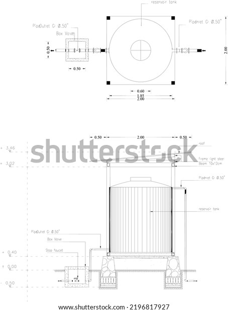 Floor Plan Sketch Section Water Reservoir Stock Vector (Royalty Free ...