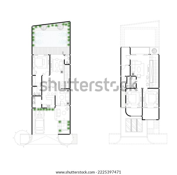 Floor Plan Sketch Small House Still Stock Vector (Royalty Free ...