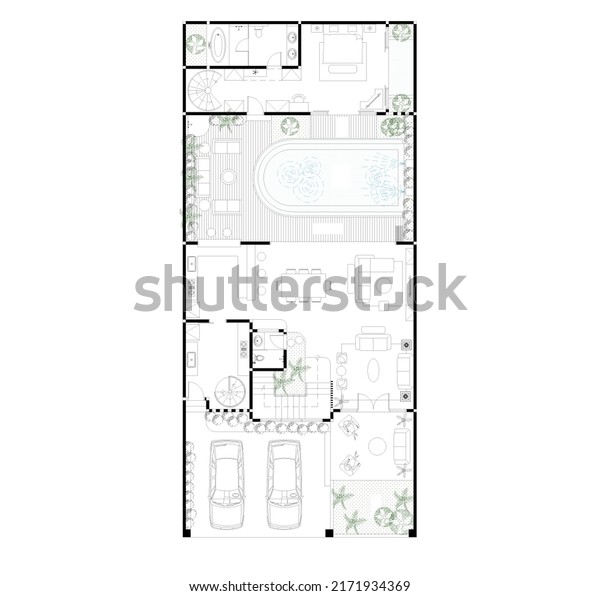 Floor Plan Sketch Swimming Pool Inside: เวกเตอร์สต็อก (ปลอดค่าลิขสิทธิ์ ...